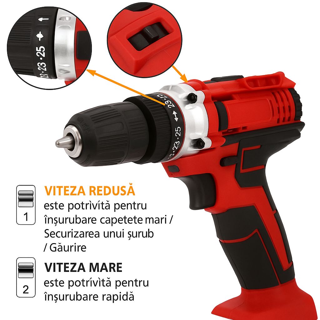 Set Bormasina Profesionala 36V cu 2 Acumulatori, 58 Accesorii Premium ...