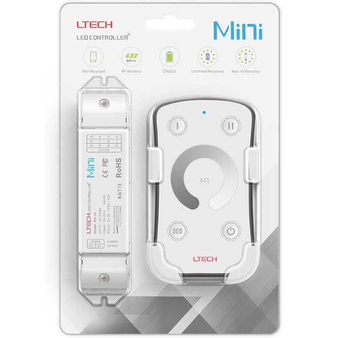 Controller LED wireless LTECH, M1+M3-3A, 3x3A, 12-24V, RF 433.92MHz ...