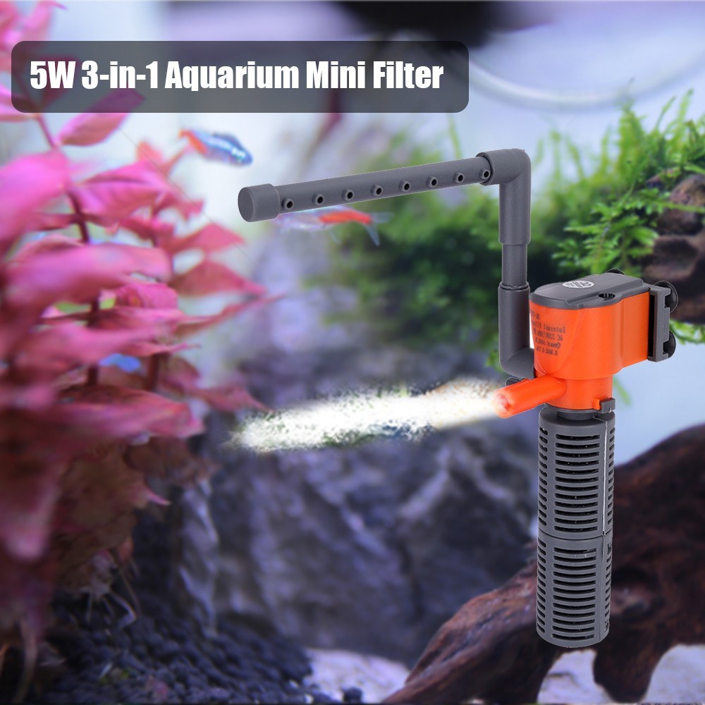 Mini filtru 3 in 1 pentru acvariu, Uudeals®, 5W, 600L/h, 8.5x5.5x16.5cm ...