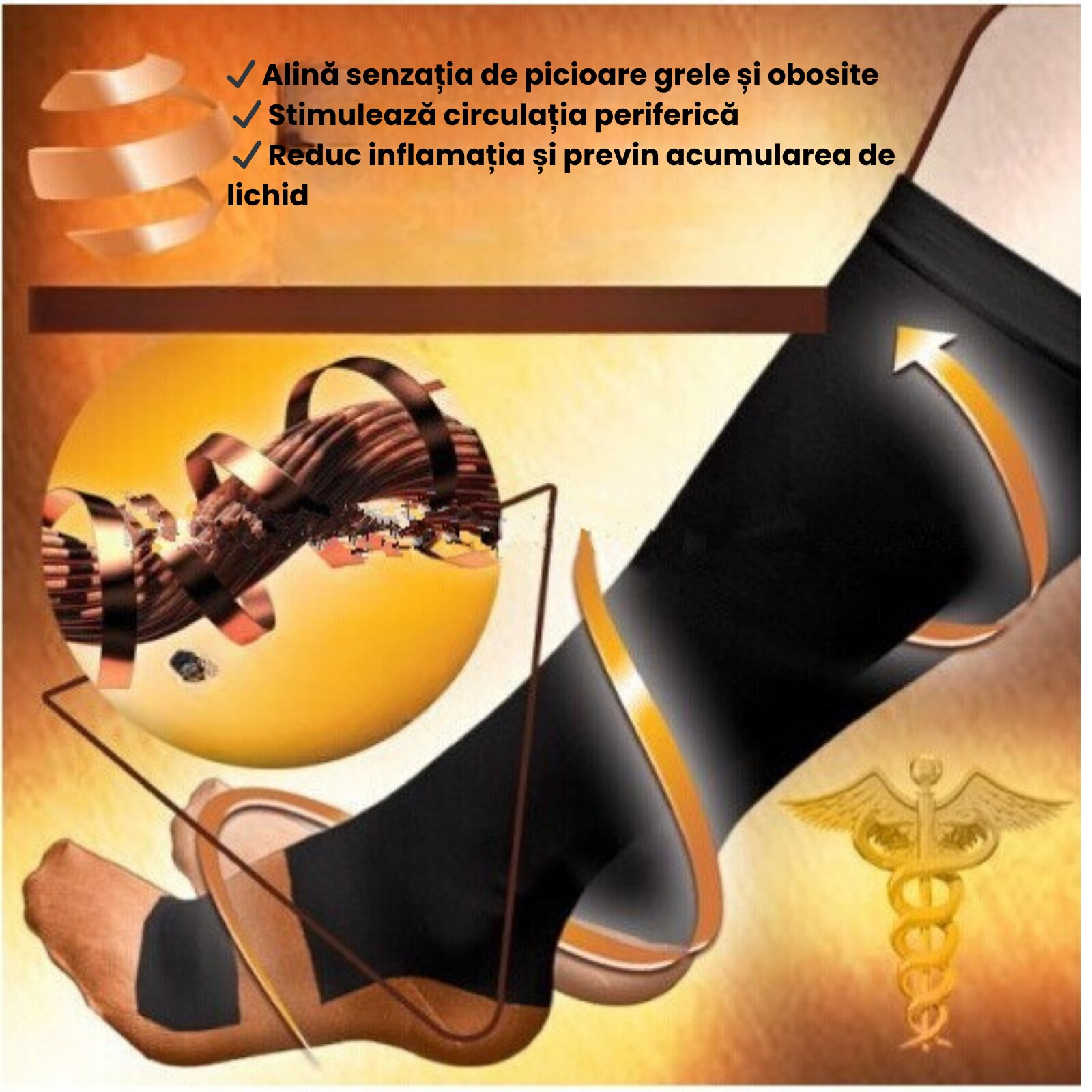Set 2 sosete compresive HASEPE cu MICROFIBRE CUPRU, sosete ANTI VARICE ...