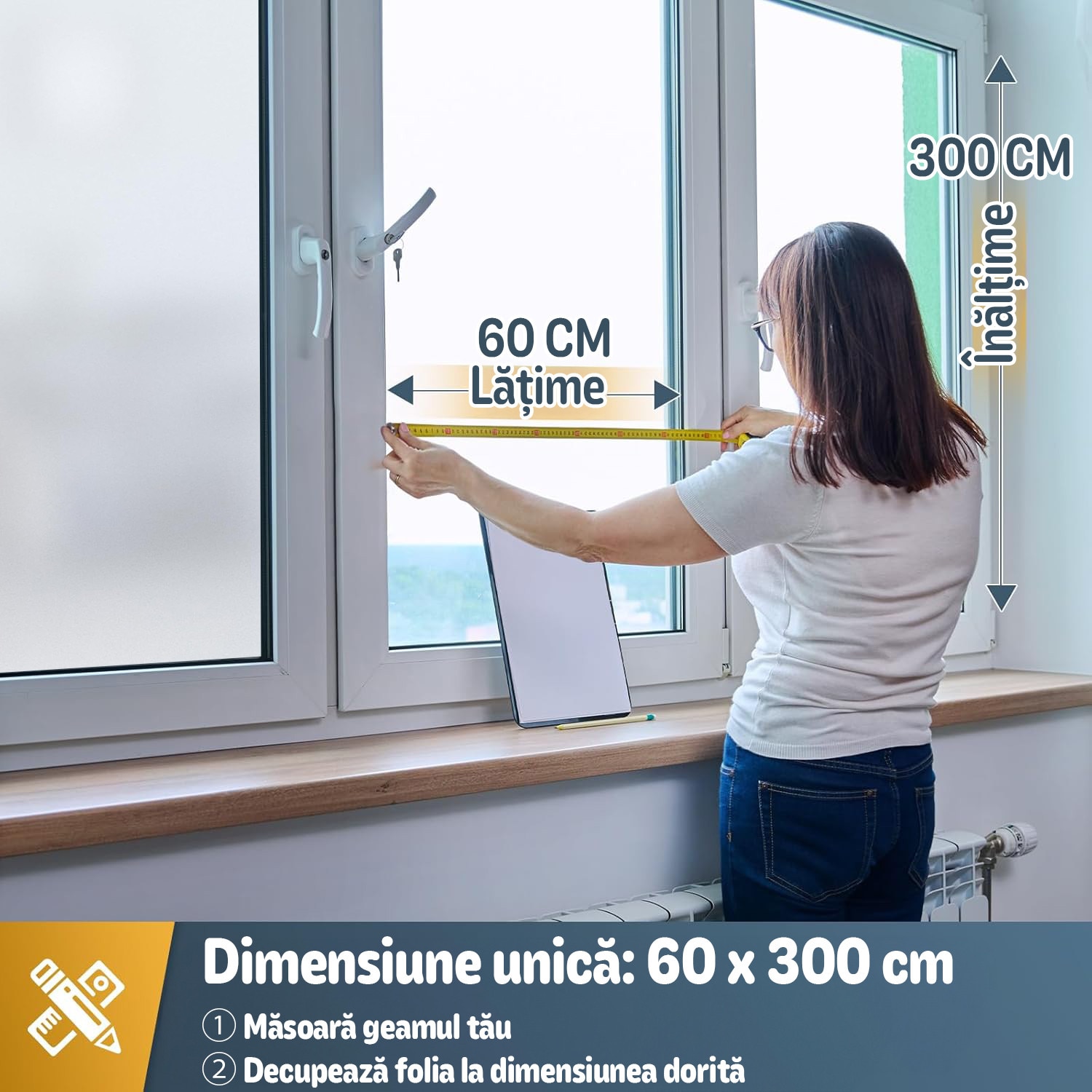 Folie Decorativa Geam si Ferestre MONDESA®, 60x300 cm, Protectie Solara ...