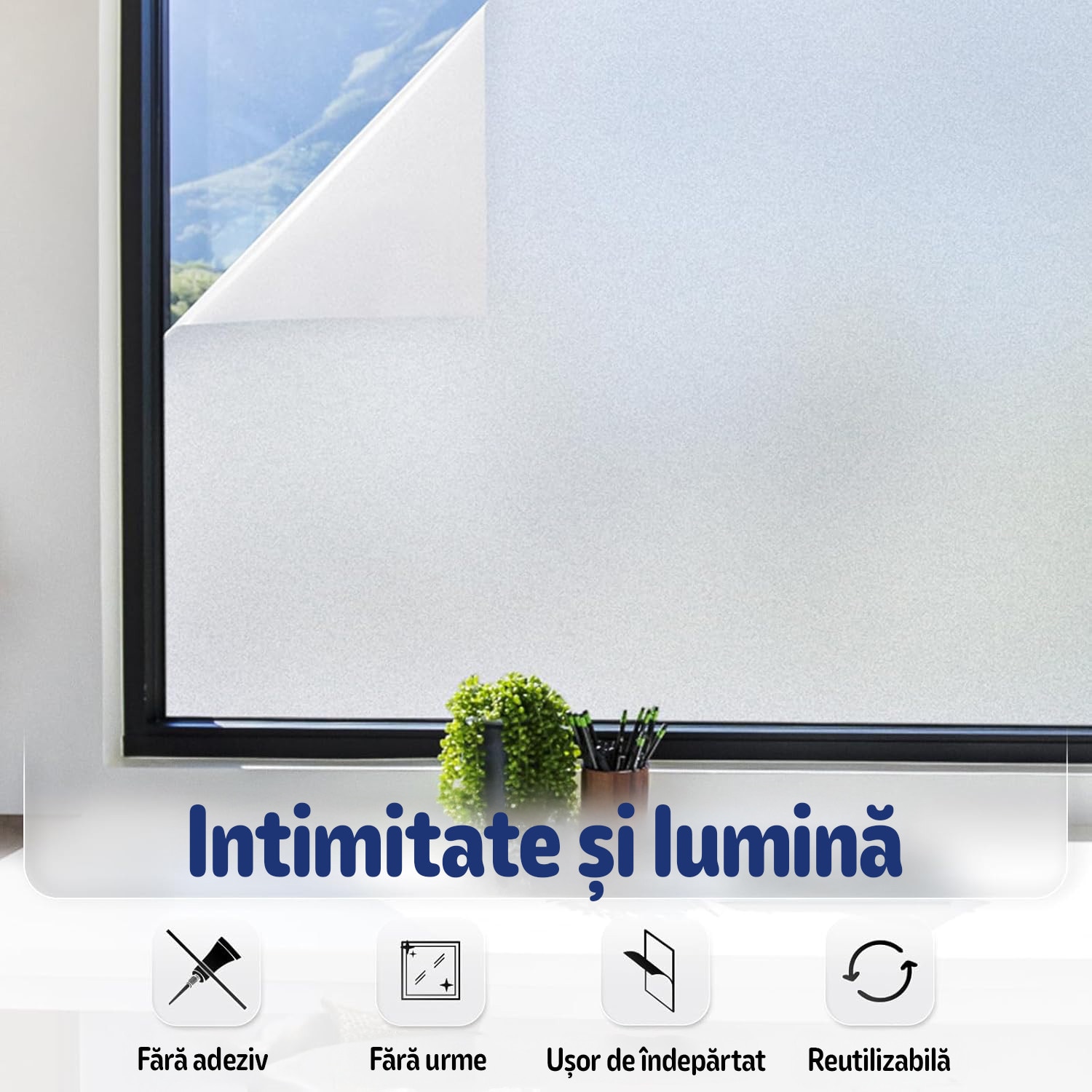 Folie Decorativa Geam si Ferestre MONDESA®, 60x300 cm, Protectie Solara ...