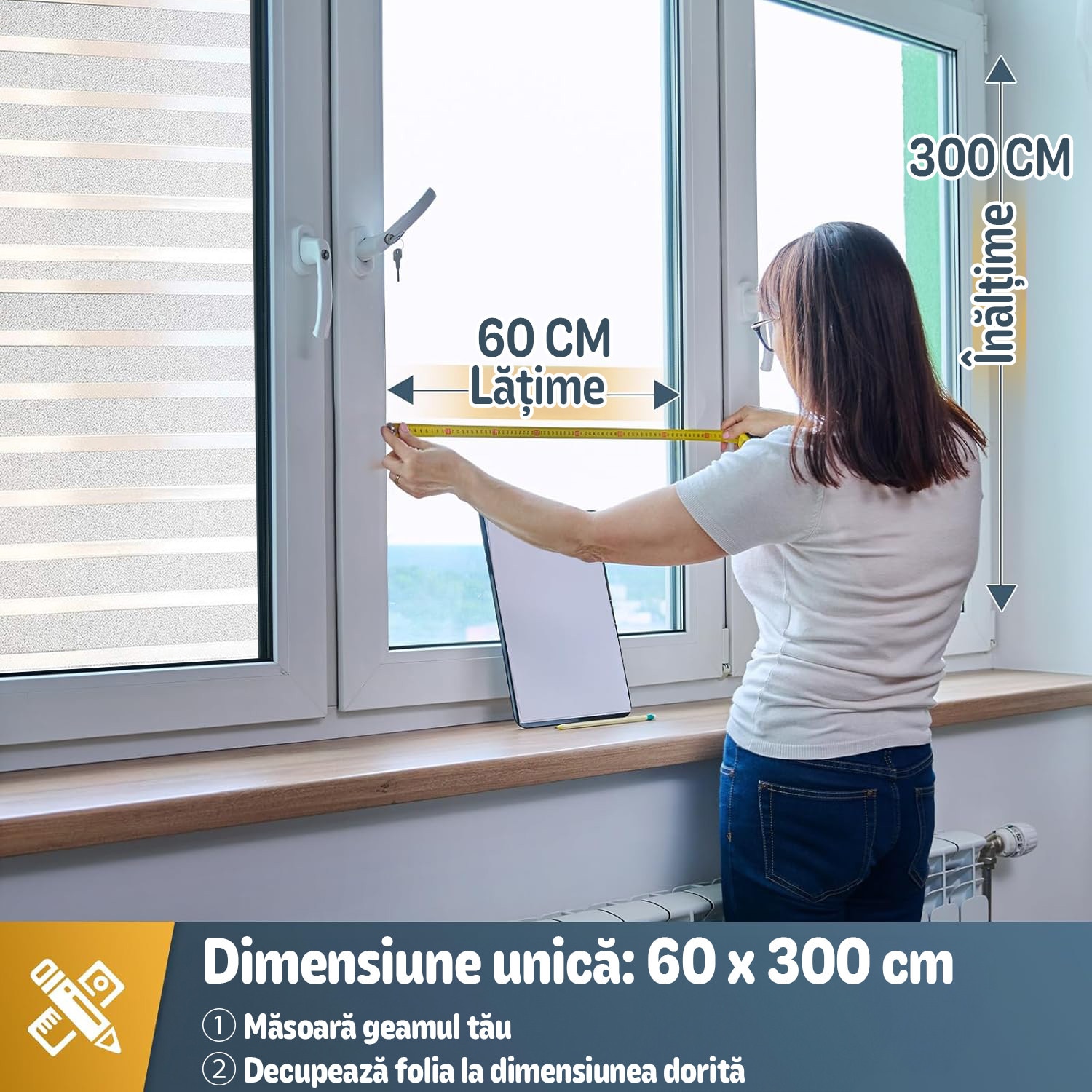 Folie Decorativa Geam si Ferestre MONDESA®, 60x300 cm, Protectie Solara ...