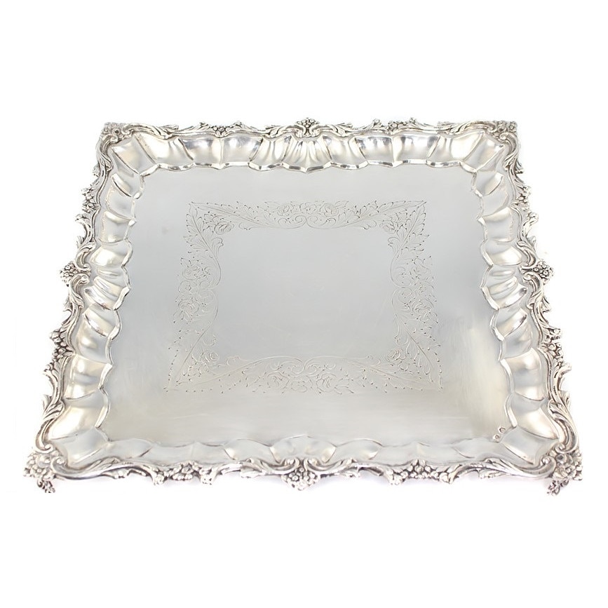 Tava-platou pentru aperitive, din argint, stil Neo-baroc, provenienta ...