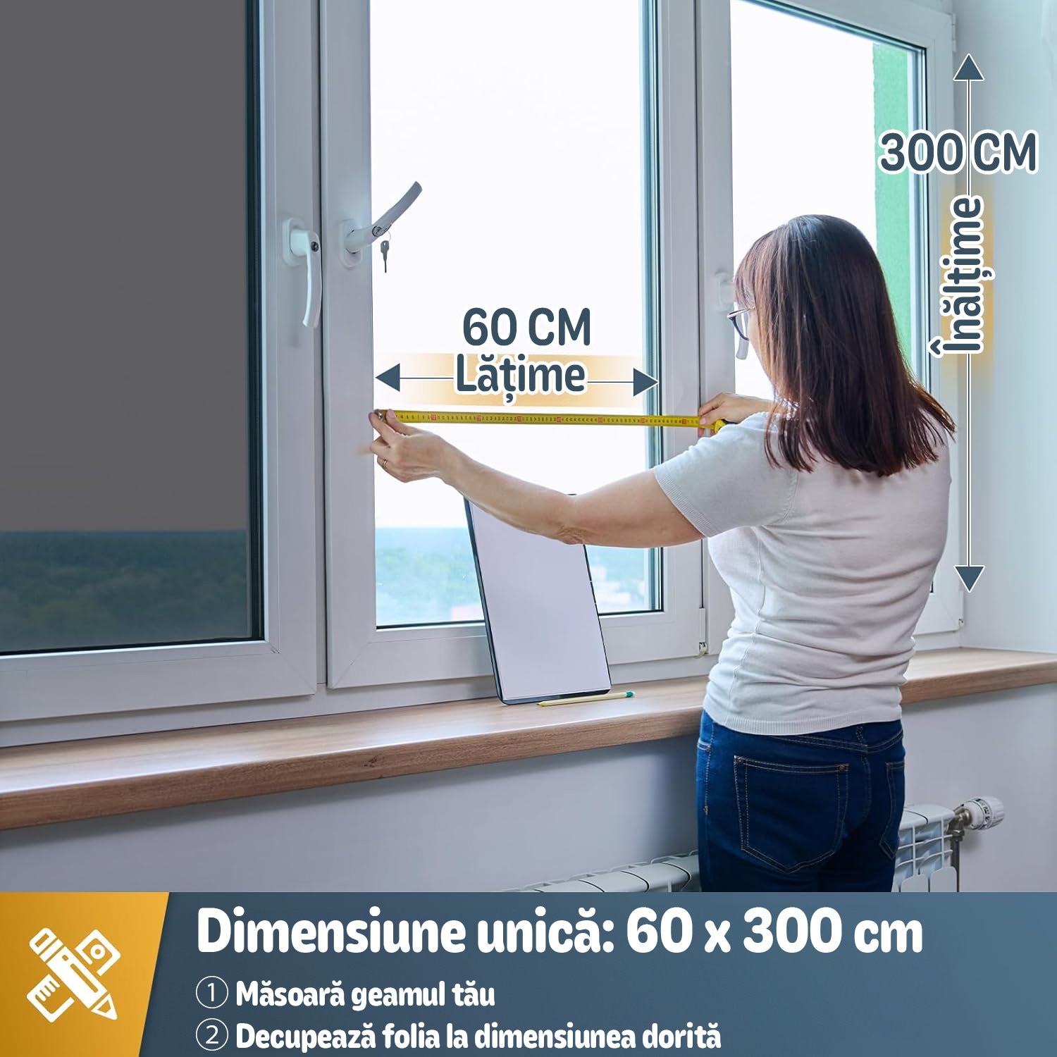 Folie de Protectie Geam si Fereastra MONDESA®, 60x300 cm, Intimitate ...
