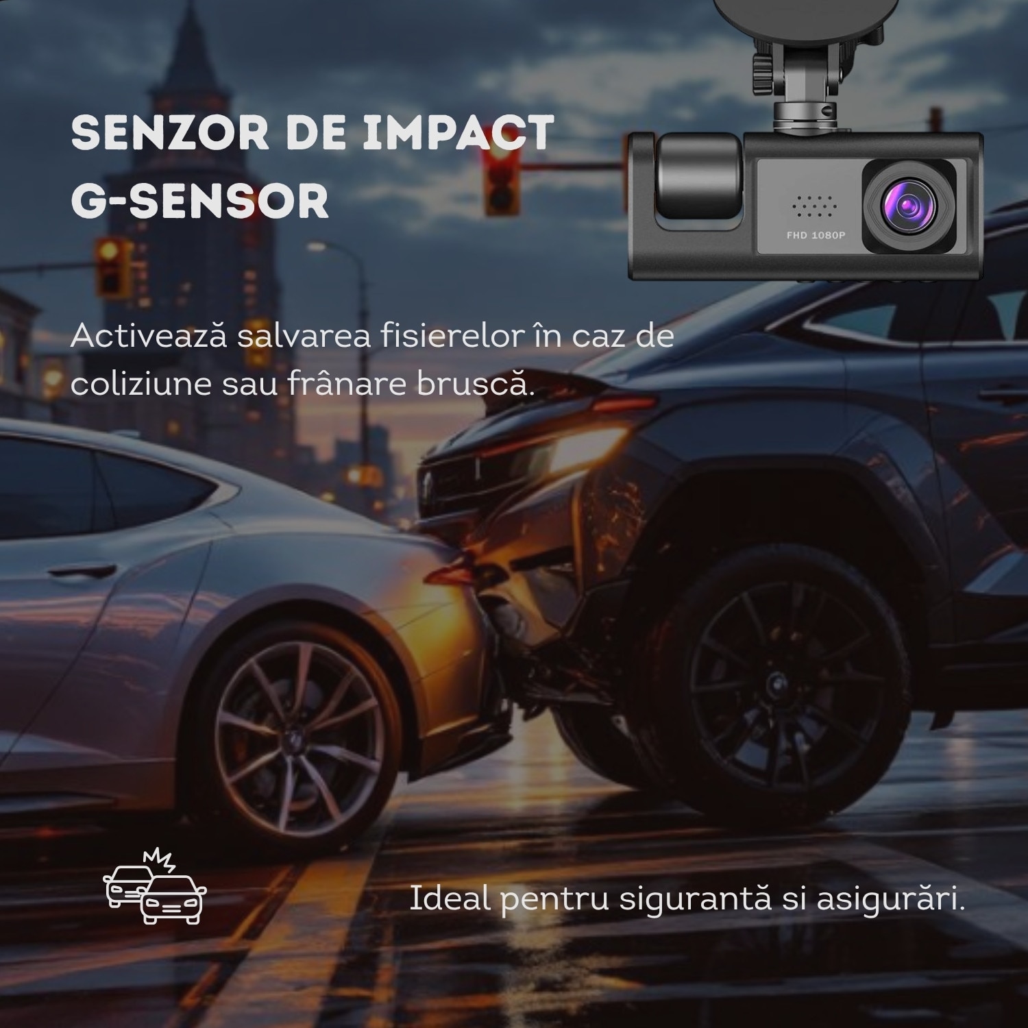 Camera Auto De Bord DVR, Tripla, Camera High PRO Full HD 1080P, 3 ...