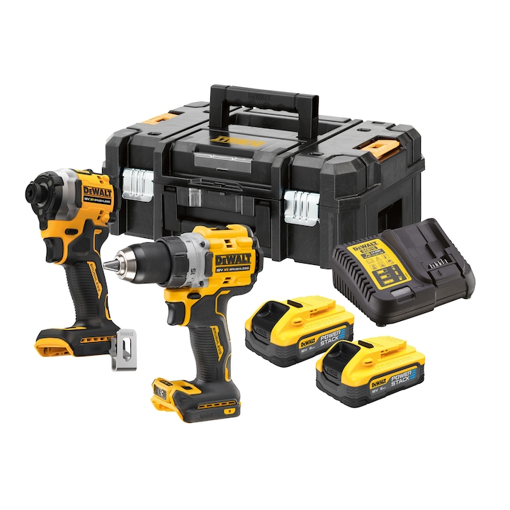 Set 2 scule profesionale pe acumulator DeWALT DCK2051H2T, 18V XR, motor ...