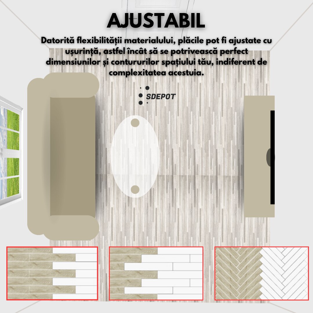 Set 36 Placi Pardoseala Autoadezive SDEPOT, PVC, Rezistente la Apa si ...