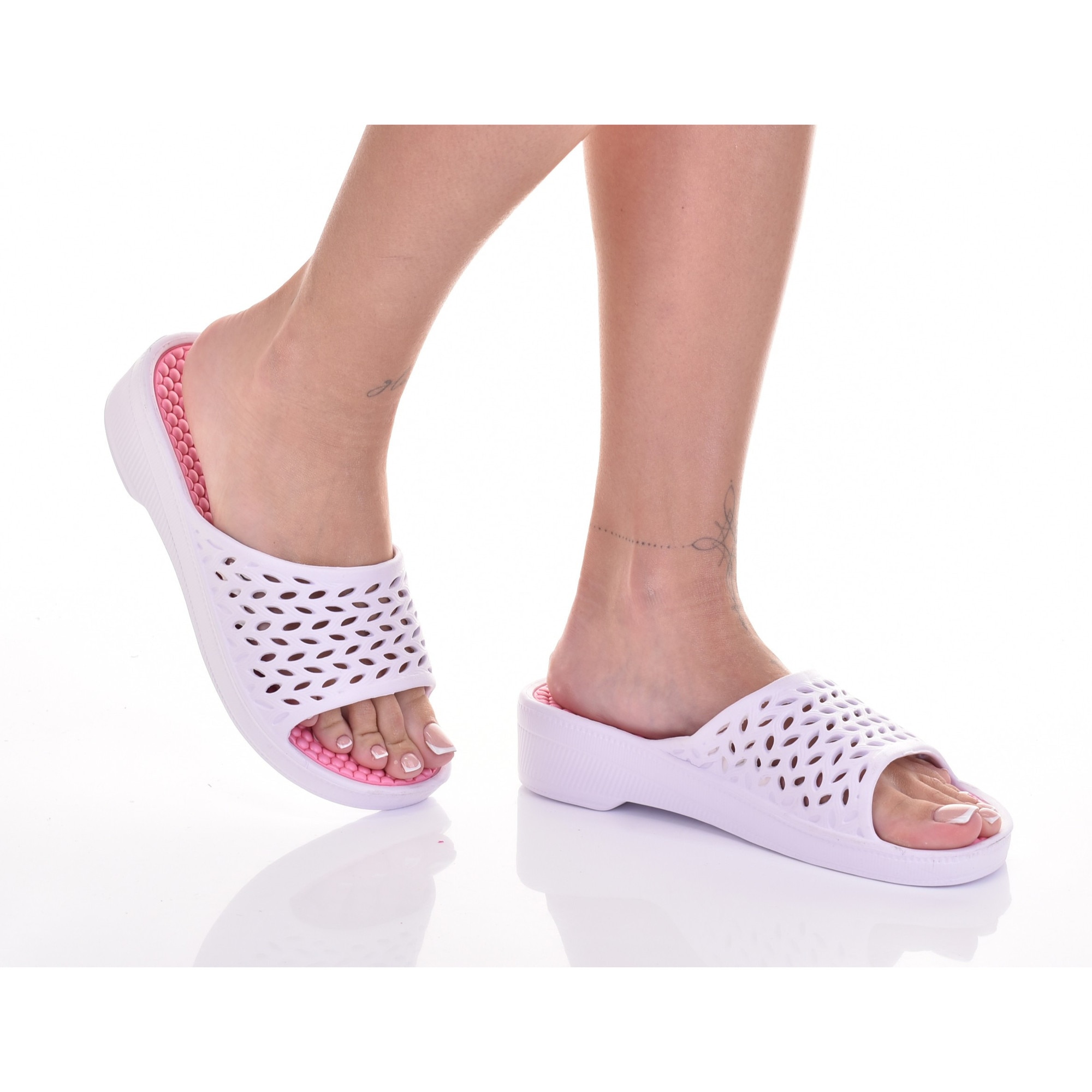 Papuci Martinus cu platforma, usori, confortabili, alb, plastic, 38 EU ...