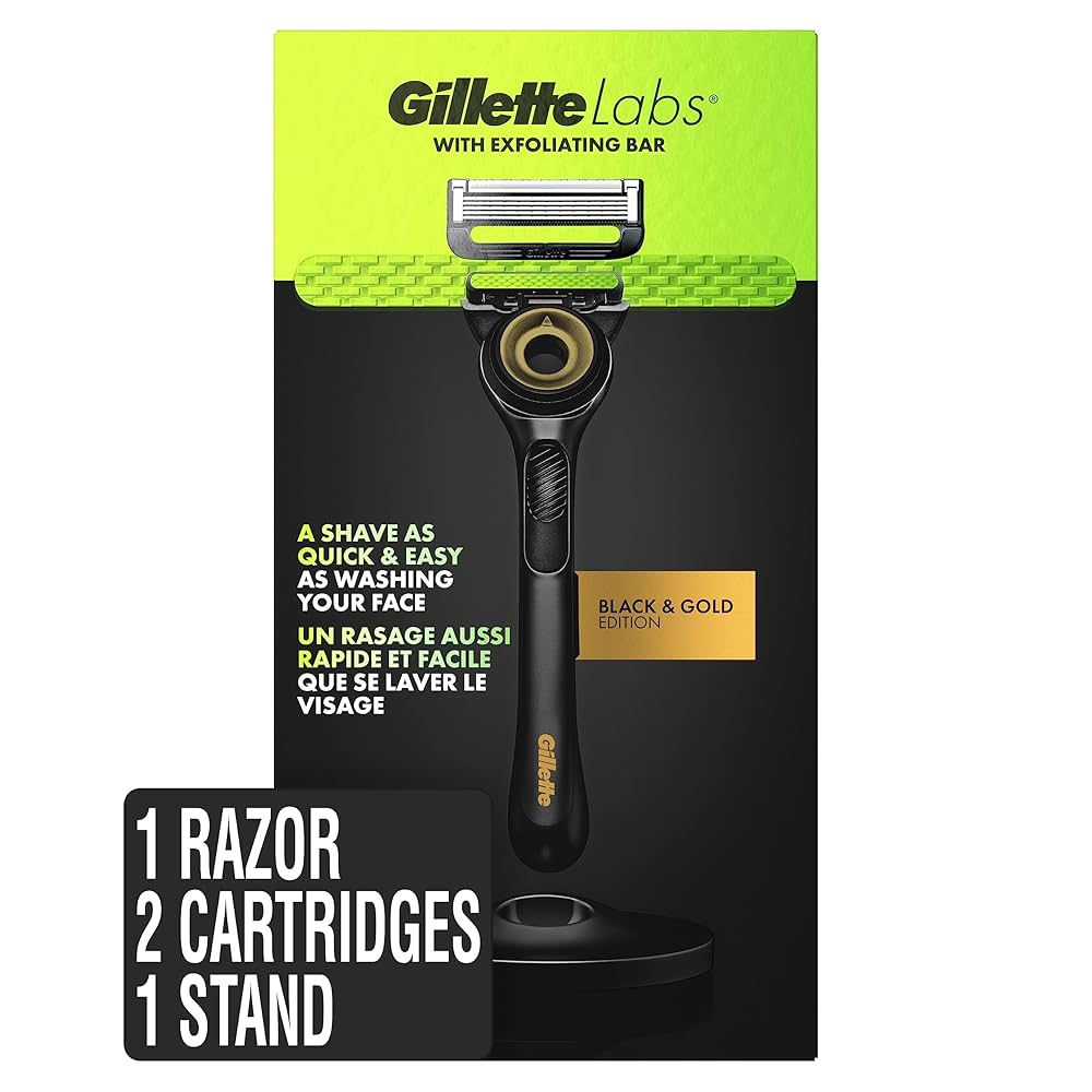 Gillette Labs Black & Gold borotva, 2 db utántöltő, mágneses tartóval ...