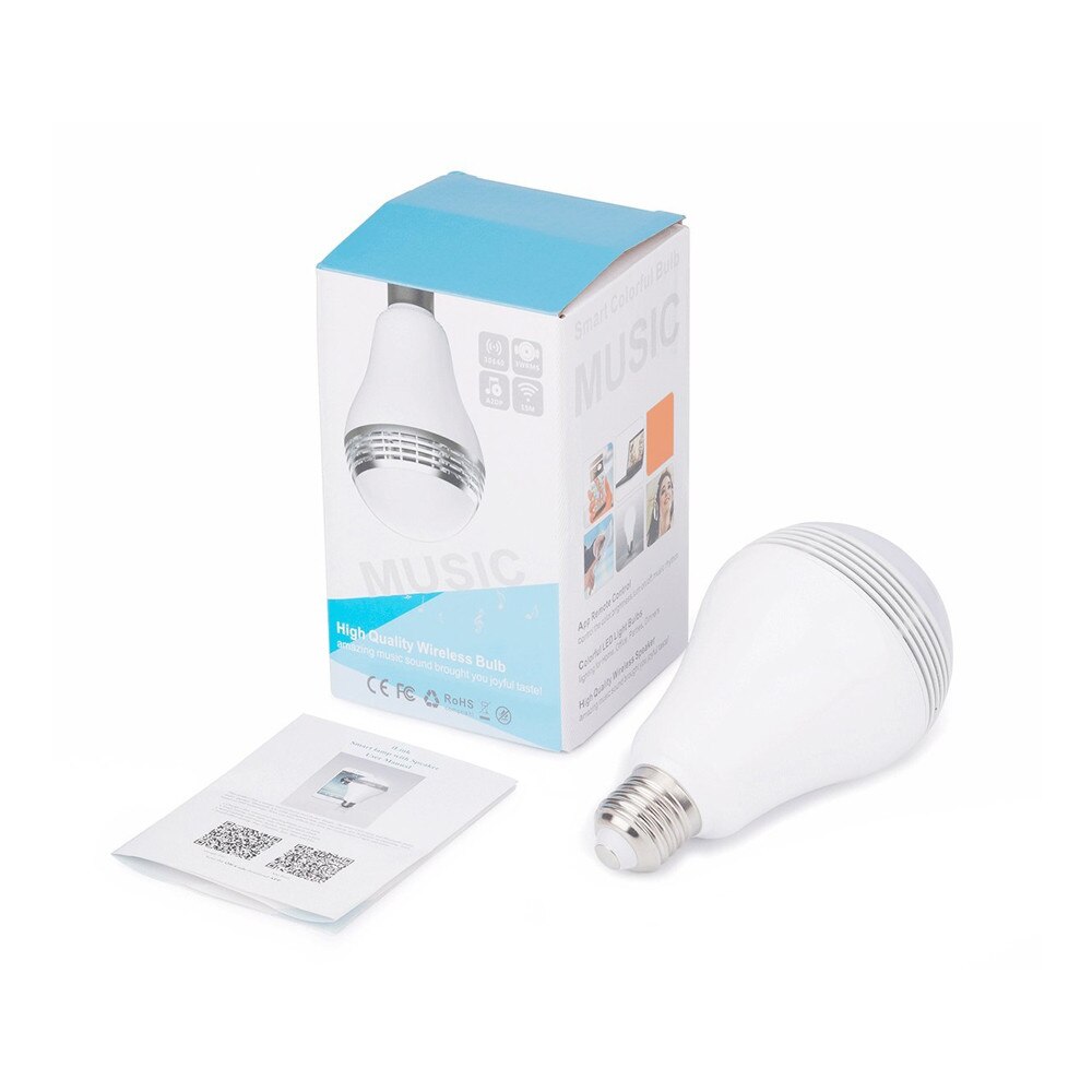 Bec SMART 8W, 400 lm, E27 cu boxa de 3W si control prin smartphone ...