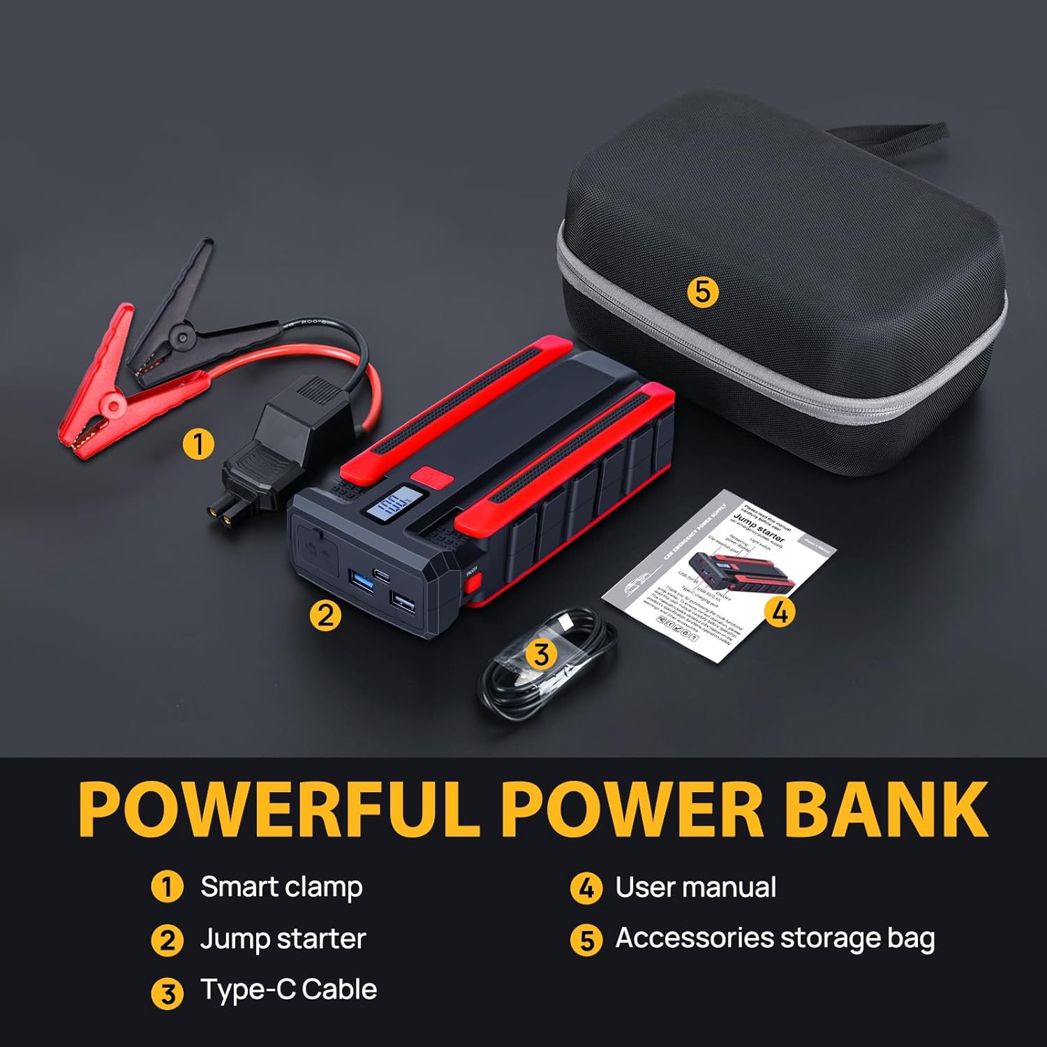 Starter auto Portabil BUANIERT®, Redresor Auto 2000A, 12V, 5L pe ...