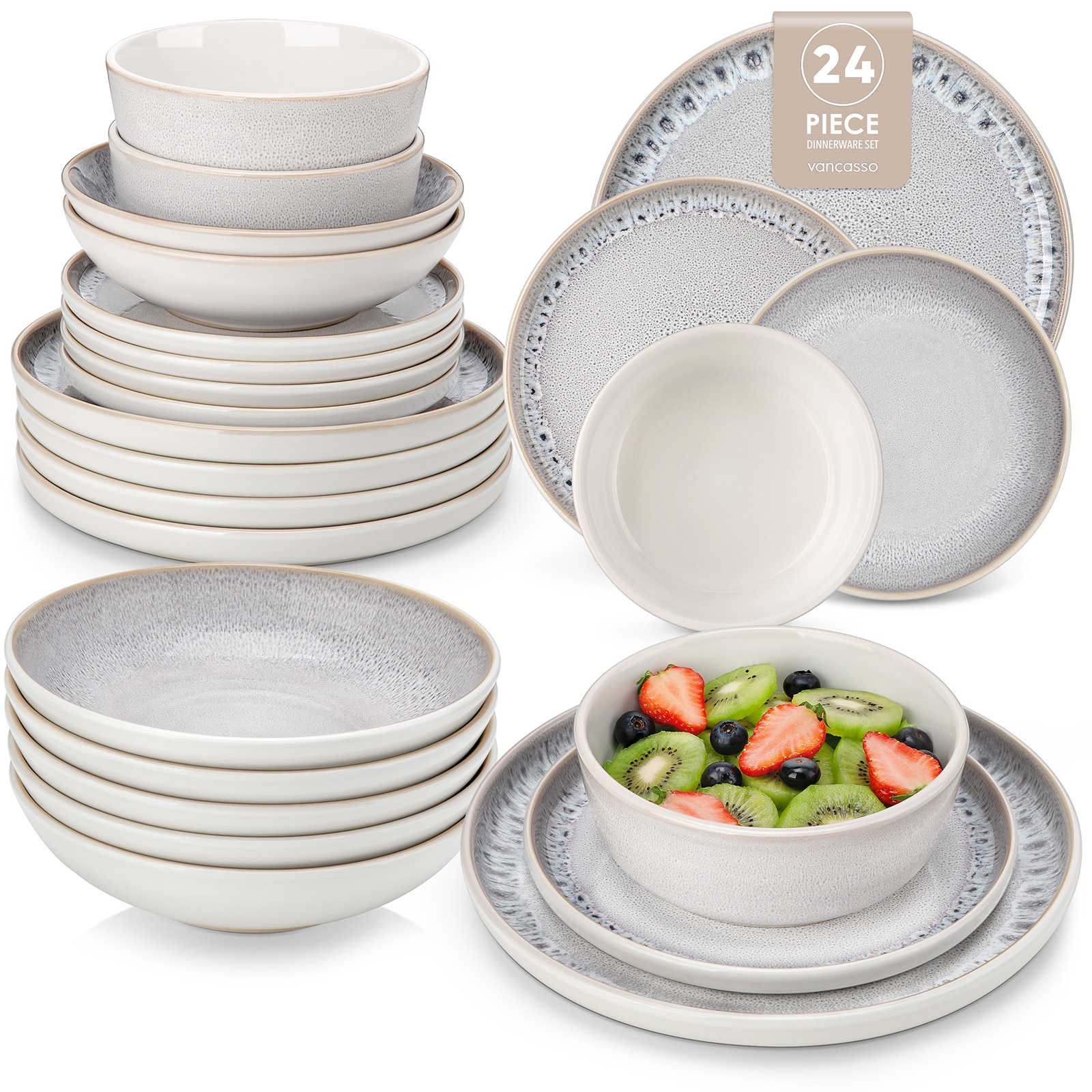 Set de vesela pentru 6 persoane, Vancasso, 24 piese, ceramica, design ...