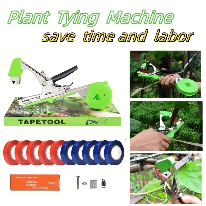 Set Aparat de legat plante cu 10 role banda legat, 10 000 de capse ...
