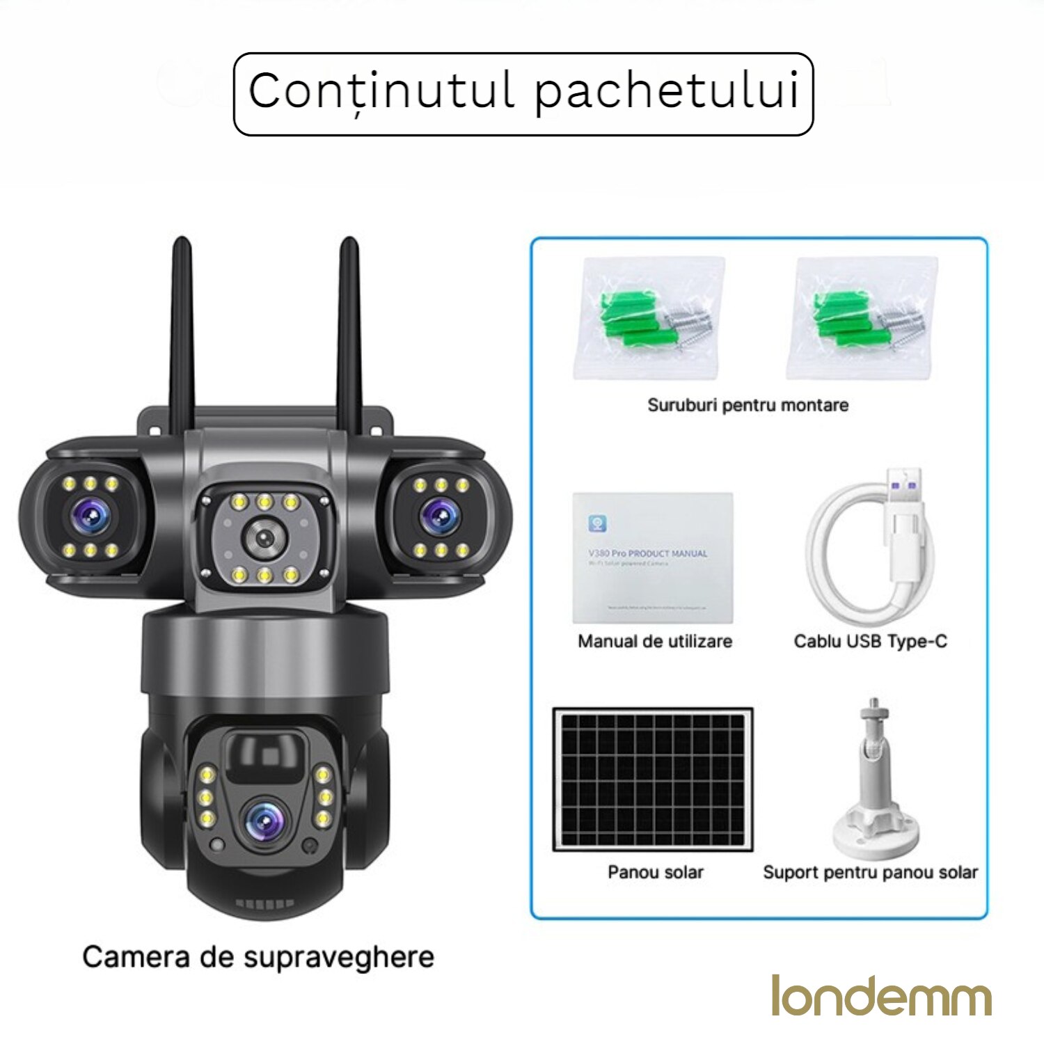 Camera De Supraveghere Video Tripla Cu Panou Solar Si Cartela SIM 4G ...