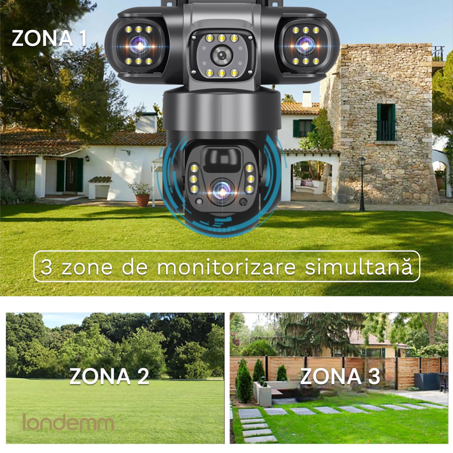 Camera De Supraveghere Video Tripla Cu Panou Solar Si Cartela SIM 4G ...