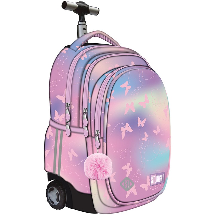 Troller TB01 ST Right 4compartimente colectia Pink Butterflies - eMAG.ro