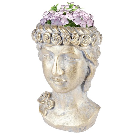 Ghiveci decorativ, design cap grec, ciment, 20x21x33 cm, utilizare ...