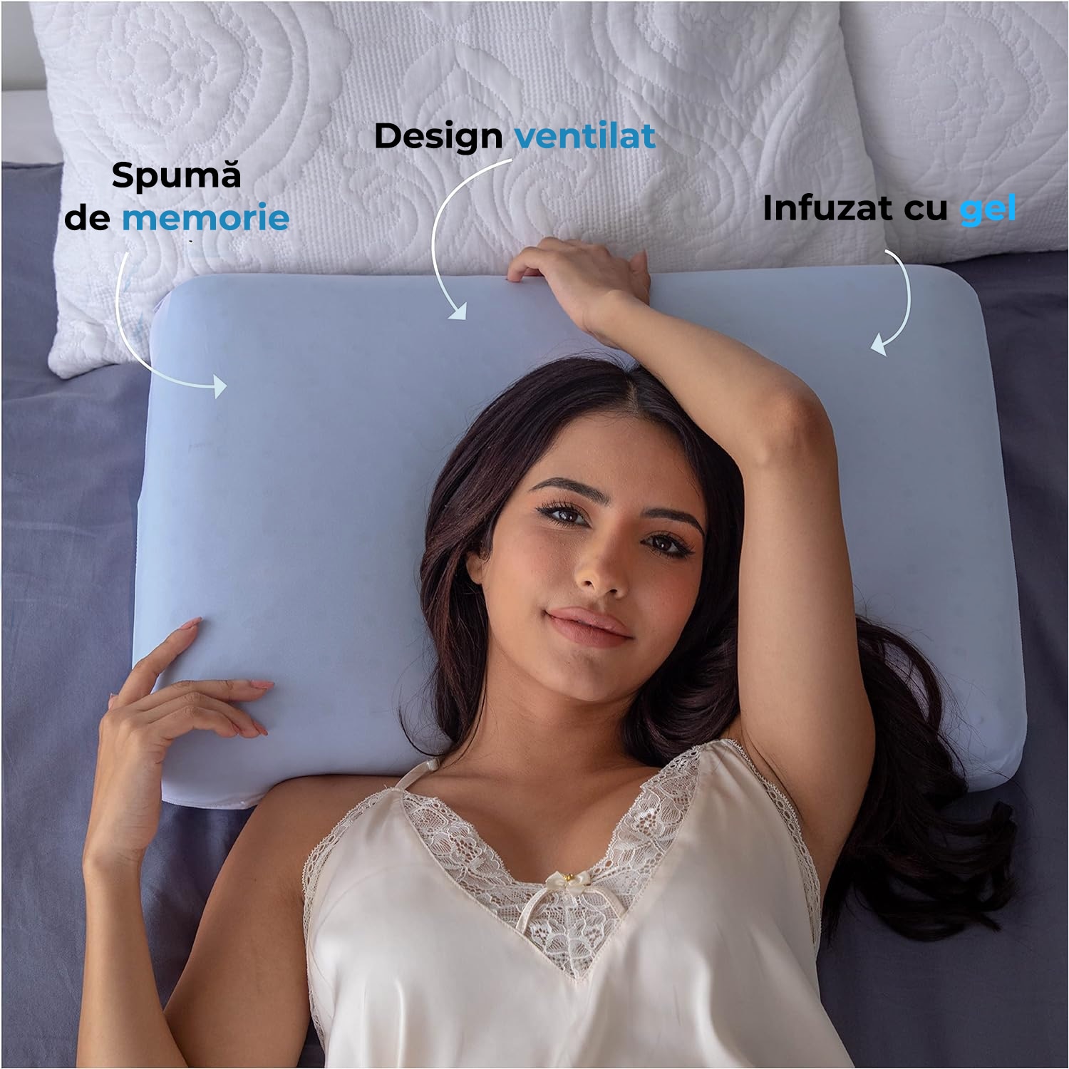 Perna Ortopedica Elindor® din Spuma cu Memorie cu Gel Memory Foam ...