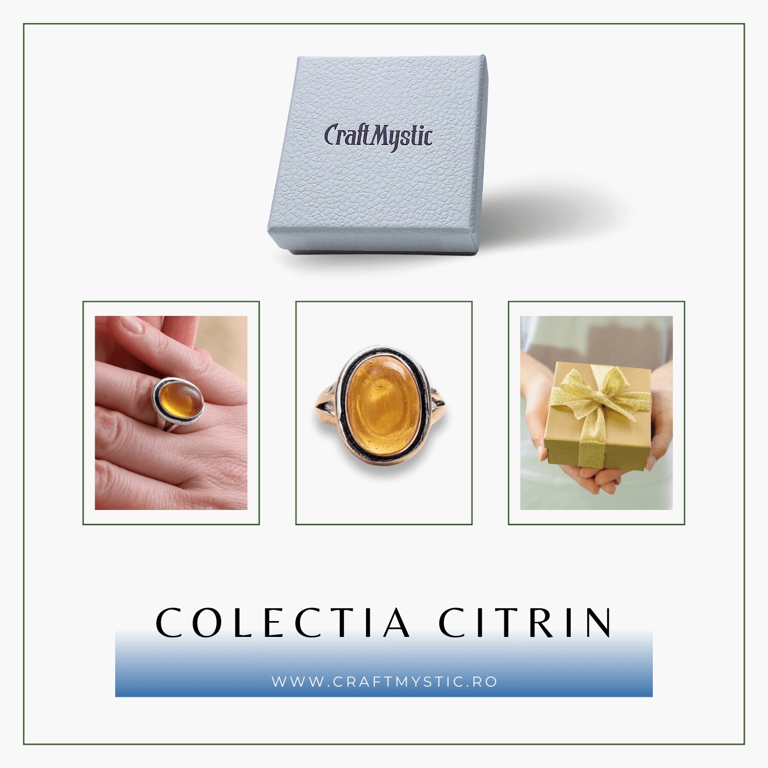 Inel Ajustabil Argintiu cu Citrin Natural - eMAG.ro