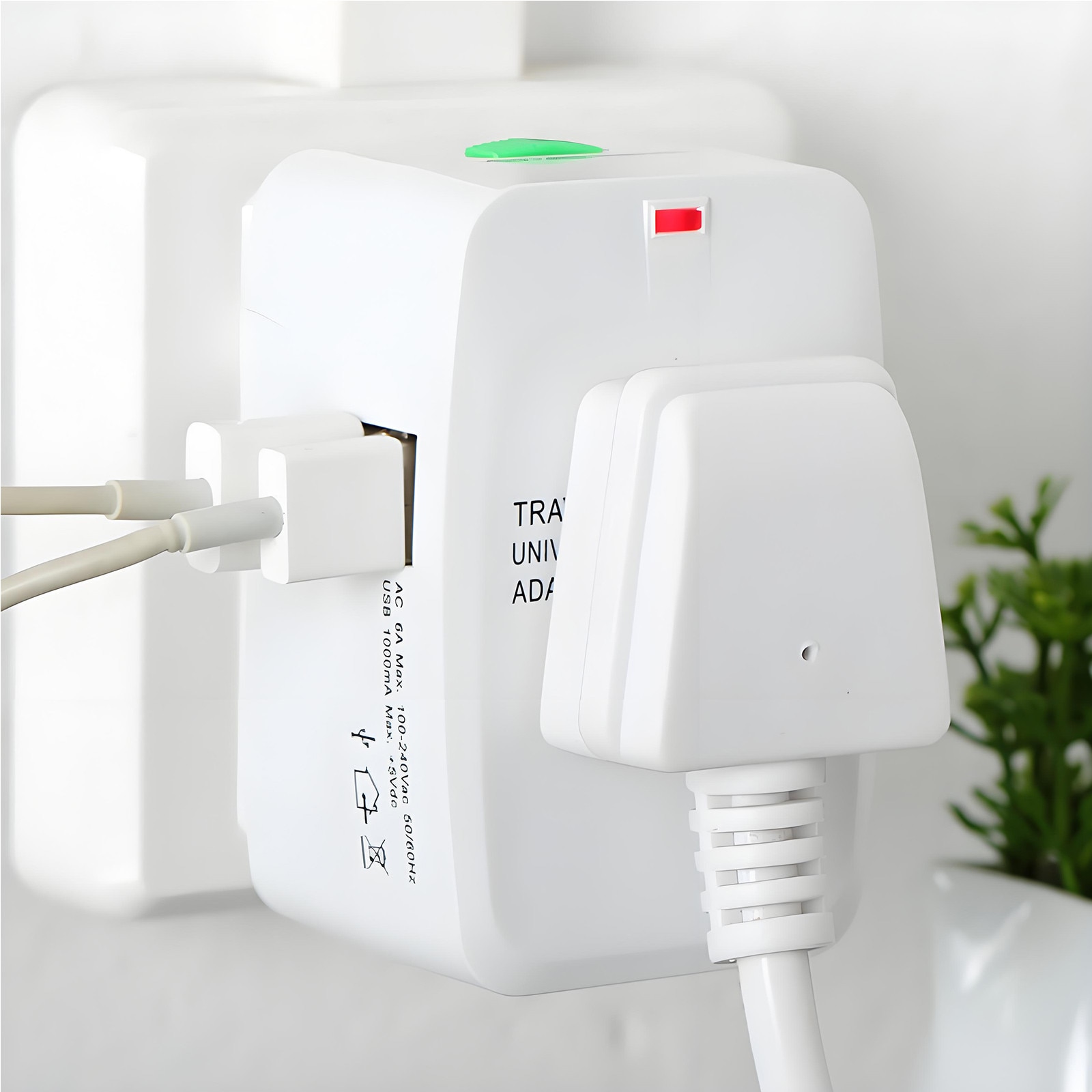 Adaptor universal priza, Beeherb®, 2 x USB, 1 x AC, compatibil cu ...