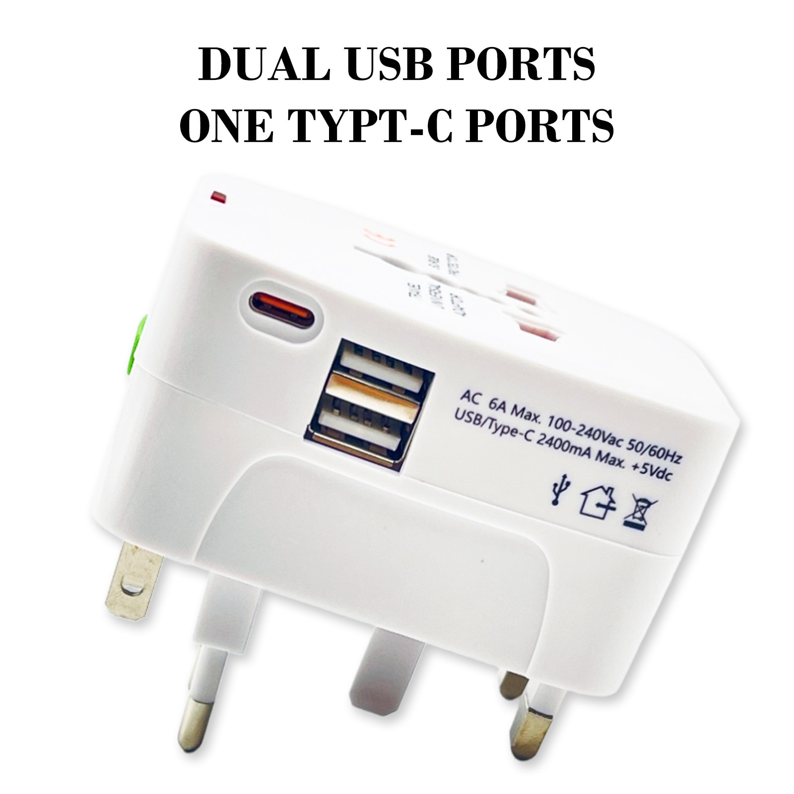 Adaptor universal priza, Beeherb®, 2 x USB, 1 x Type-C, 1 x AC ...