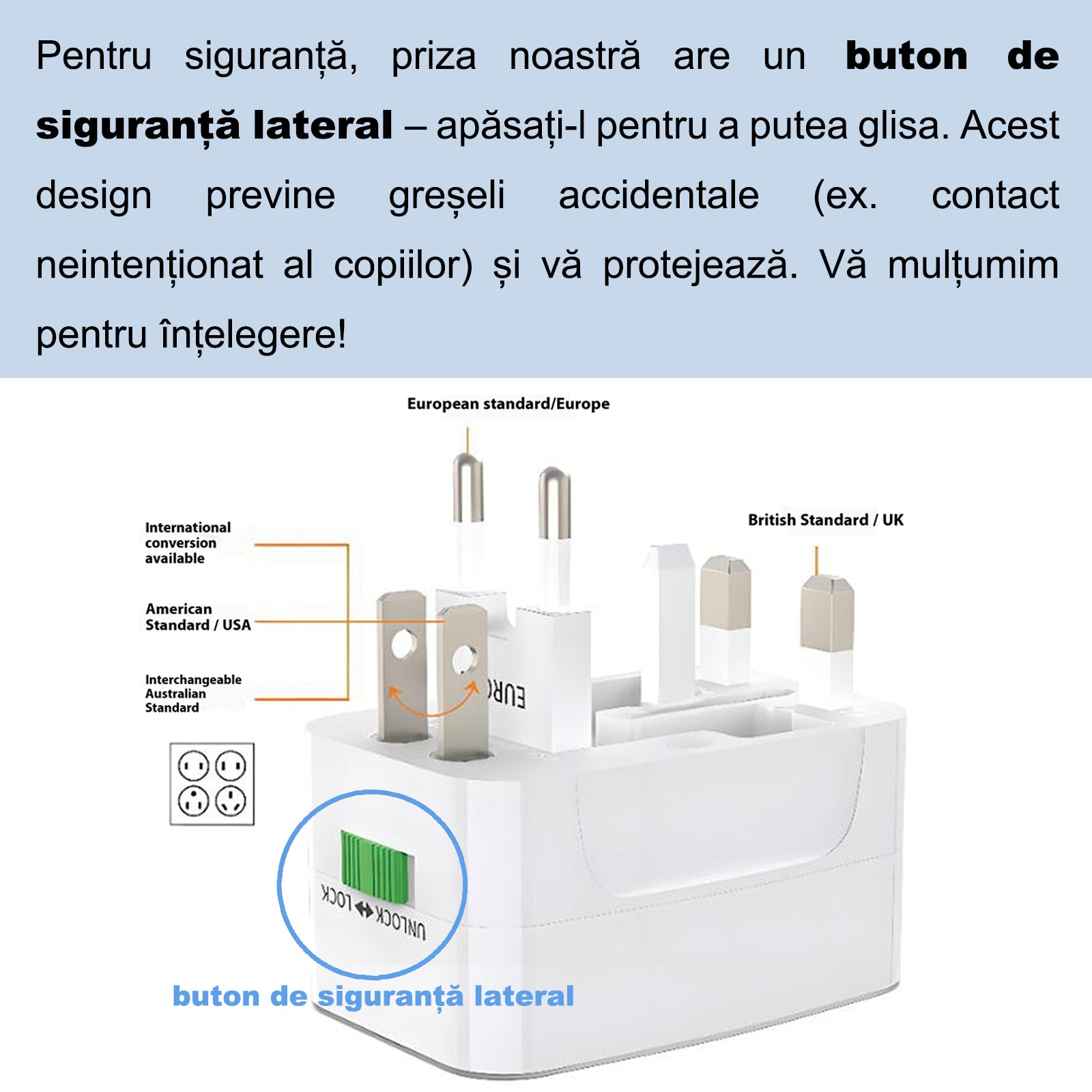 Adaptor universal priza, Beeherb®, 2 x USB, 1 x AC, compatibil cu ...