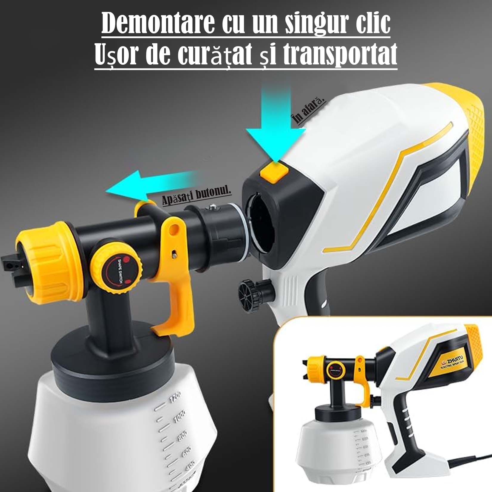 Pistol de Vopsit, 600W Electric Spray Paint Gun si 3 Modele de ...