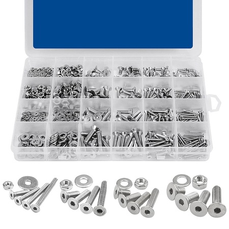Set 880 suruburi hexagonale, piulite si rondelle, Rqiurpn, inox, M2 M3 ...