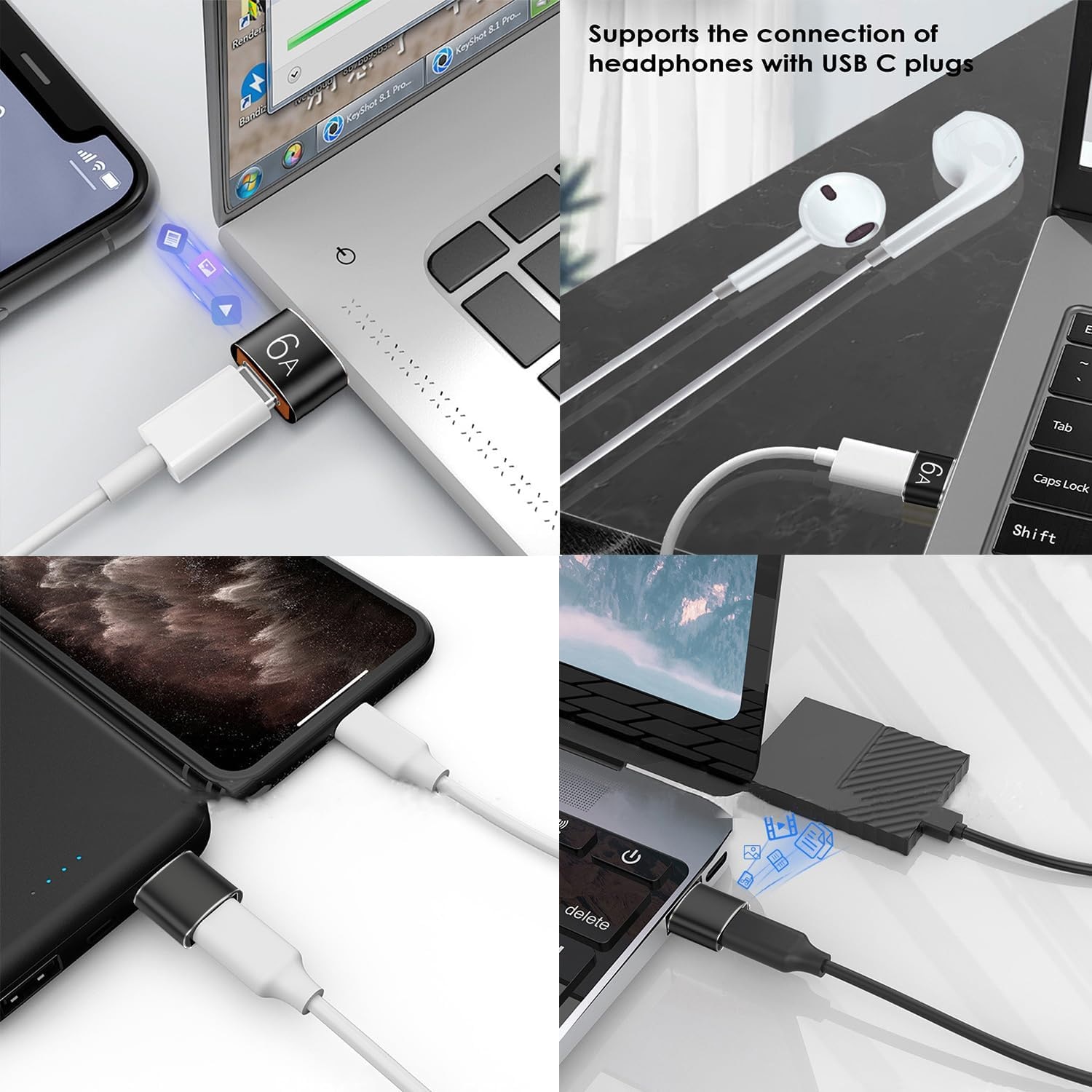 Adaptor USB la USB-C, set 2 bucati: 1× USB-A 3.0 mama la USB-C tata OTG ...