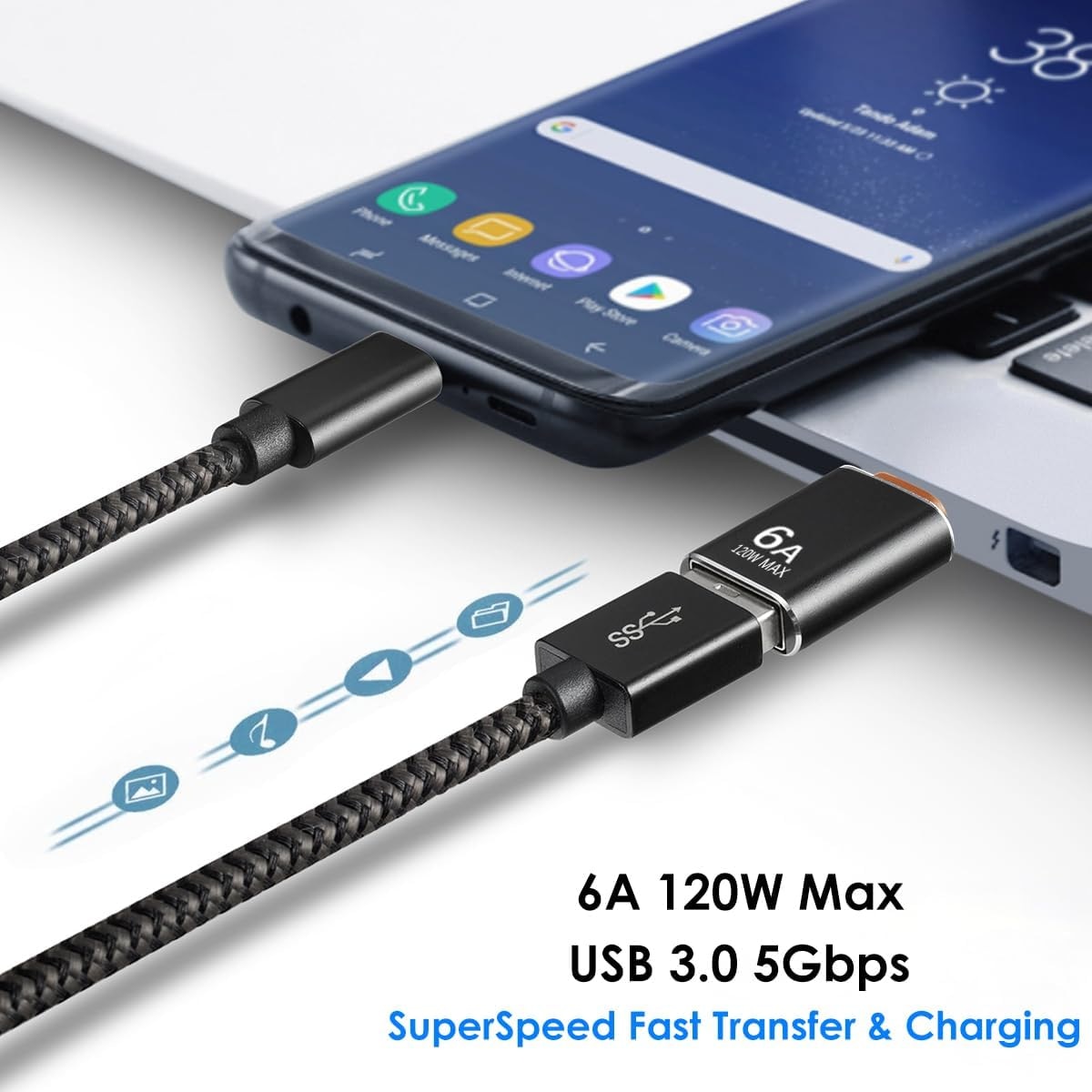 Adaptor USB la USB-C, set 2 bucati: 1× USB-A 3.0 mama la USB-C tata OTG ...
