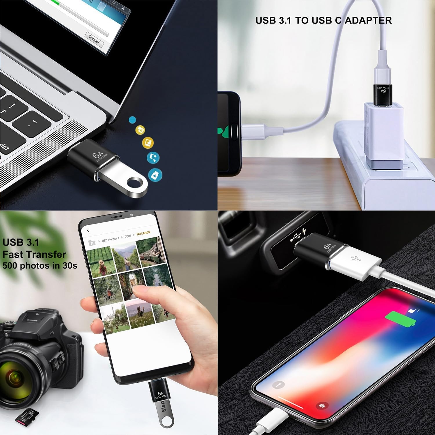 Adaptor USB la USB-C, set 2 bucati: 1× USB-A 3.0 mama la USB-C tata OTG ...