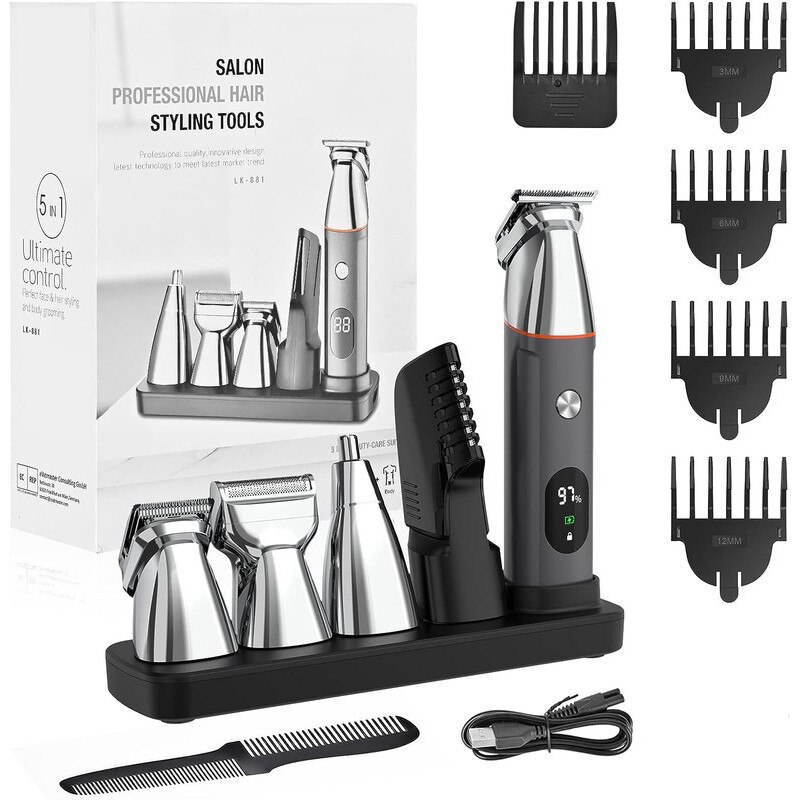 Aparat de ras, 1 set, 5 in 1 multifunctional, tuns, barbierit etc ...