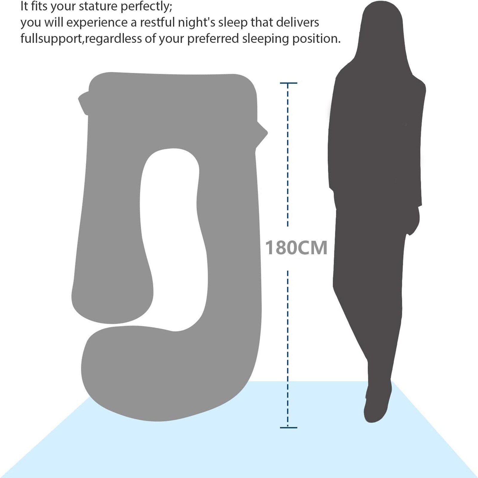Perna de Maternitate U-Form, VTERLY, 180x70cm, Medie, Bumbac, Gri - eMAG.ro