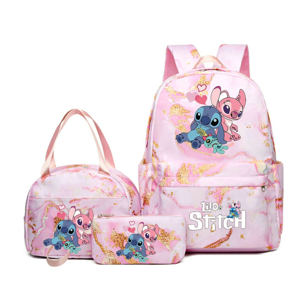 Set de trei piese pentru rucsac Stitch pentru elevi (ghiozdan scolar ...