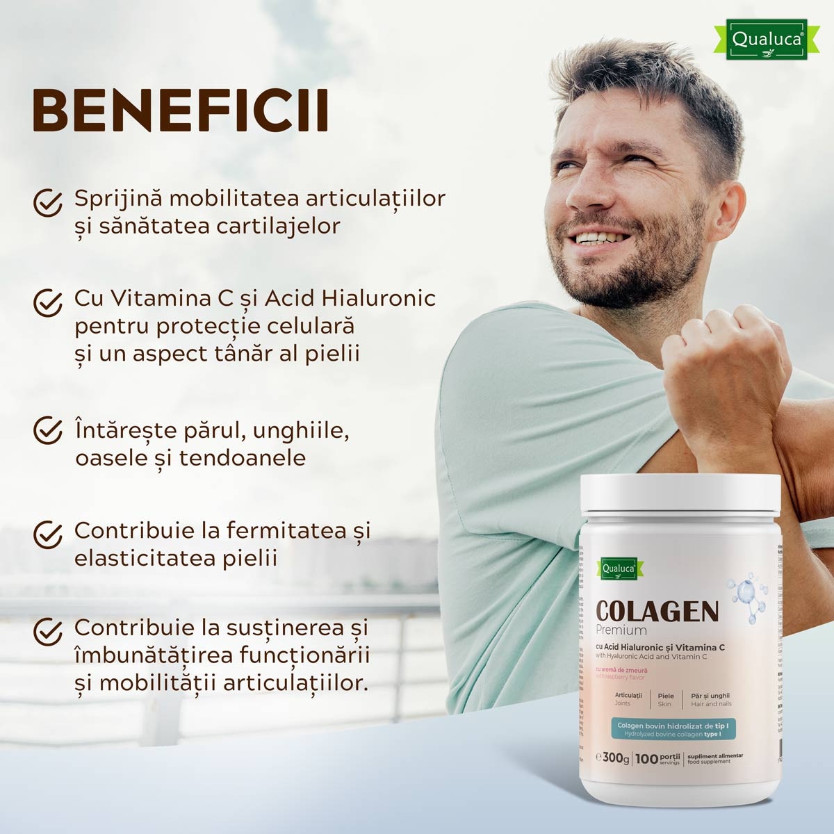 Colagen Premium Articulatii - Colagen Pudra [300g], Acid Hialuronic si ...