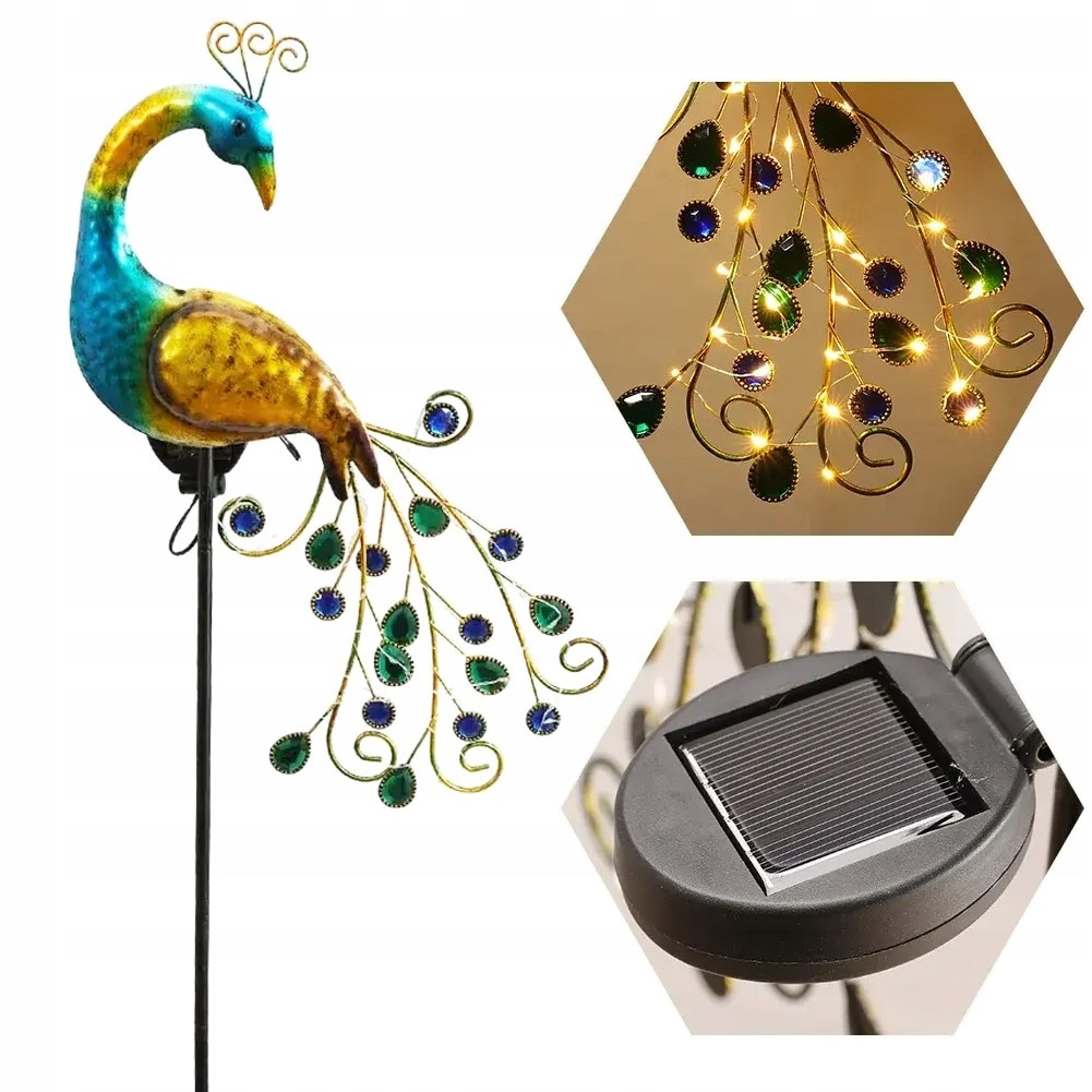 Lampa solara de gradina paun Tessa, decorativa, iluminare LED, panou ...