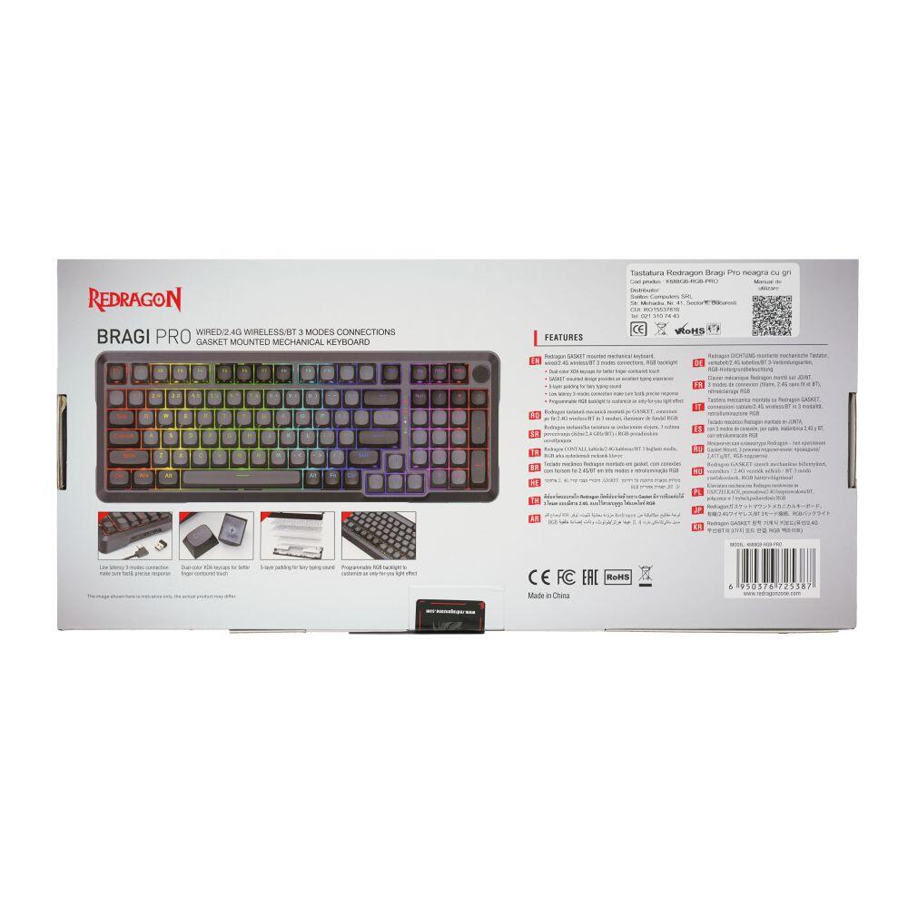 Механична клавиатура Gaming Redragon Bragi PRO Bluetooth/кабел, RGB ...