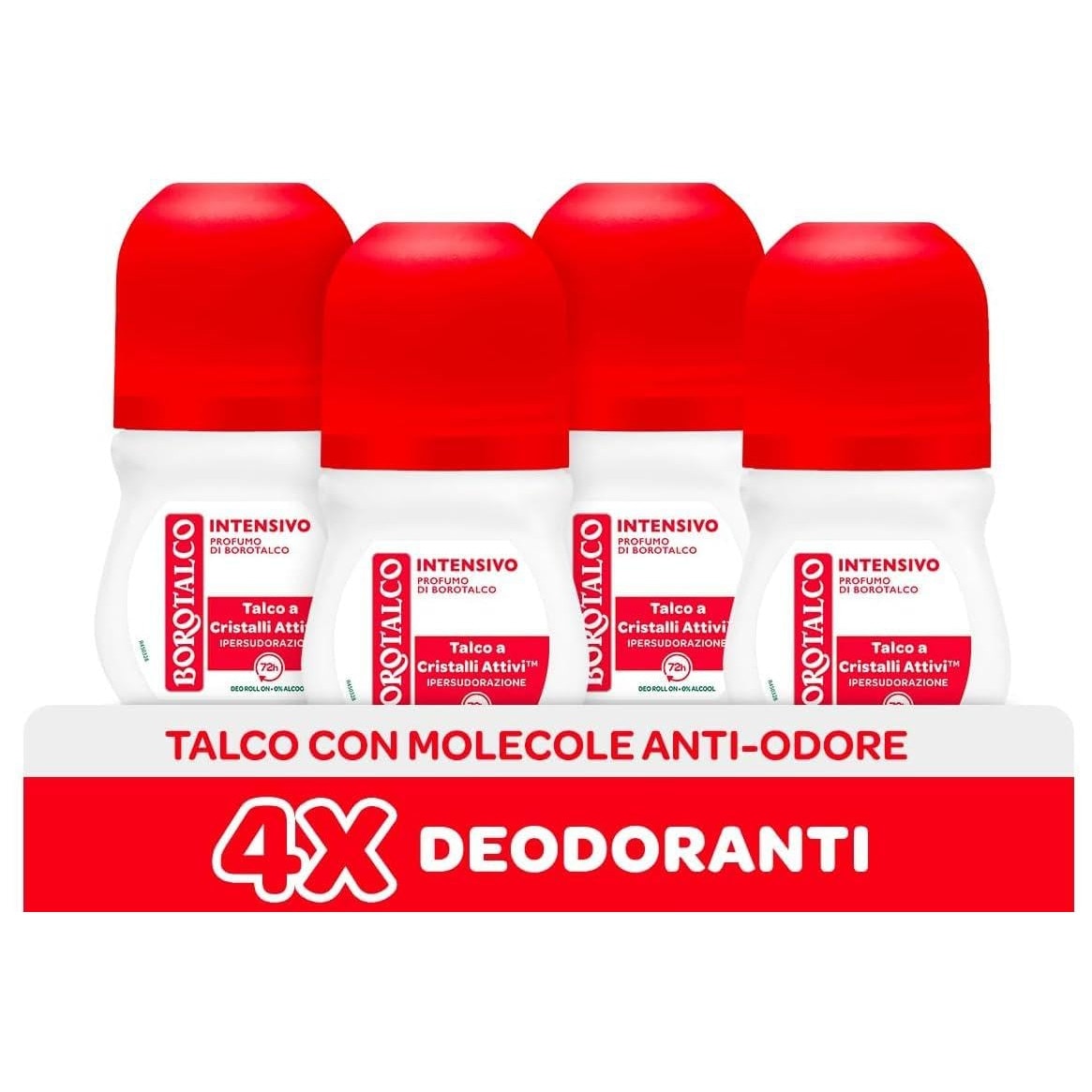 Deodorant Roll-On Borotalco, set 4 x 50 ml, parfum pudrat, eficacitate ...