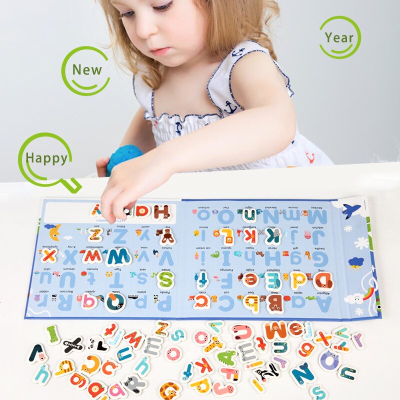 Joc educative, JESWO®, cu litere alfabet si cifre magnetice, 78pcs ...