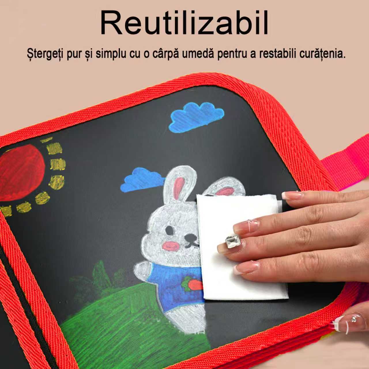 Set reutilizabil de carti de desen si colorat portabile, 14 pagini de ...