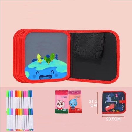 Set reutilizabil de carti de desen si colorat portabile, 14 pagini de ...