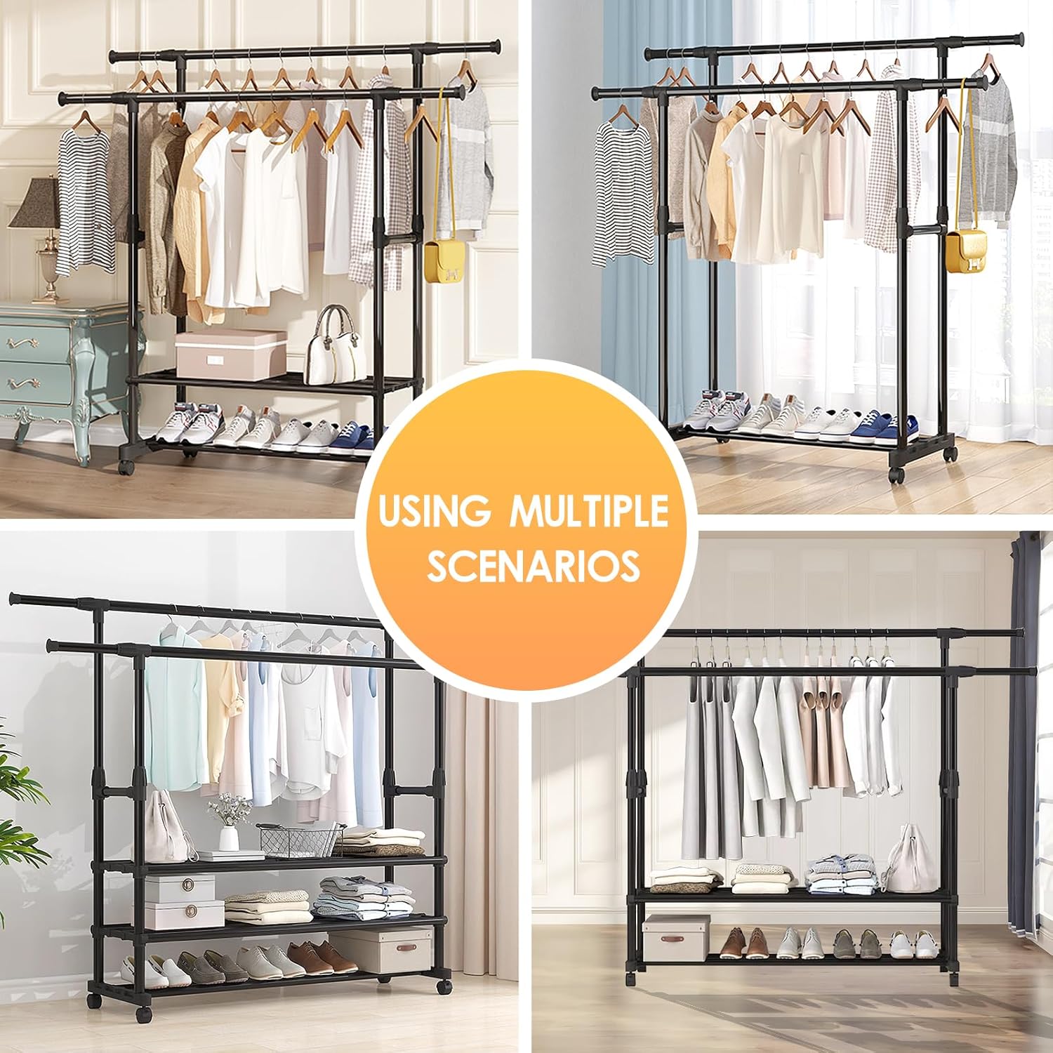 Cuier Stativ cu 4 Rafturi, Suppop®, Retractabil 90-155 cm, Rafturi ...
