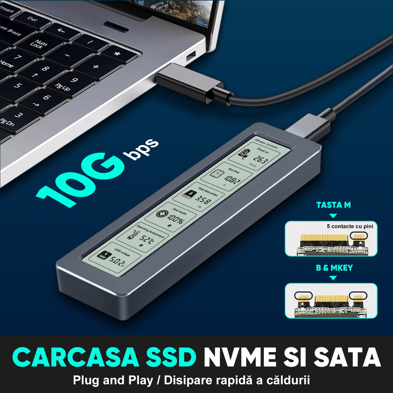 Cutie SSD, Xinxu, Suport dual protocol pentru SSD-uri M.2 PCIe NVMe si ...