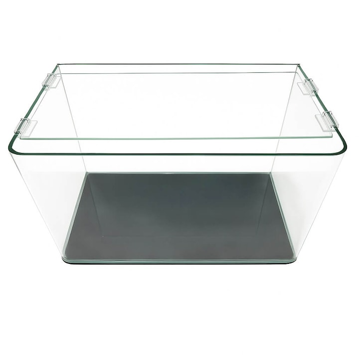 Acvariu pesti 17L sticla cu capac plat curbat AquaPad inclus, margini ...