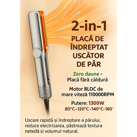 Placa de par 2 in 1 cu aer cald & aer rece – uscare + indreptare ...