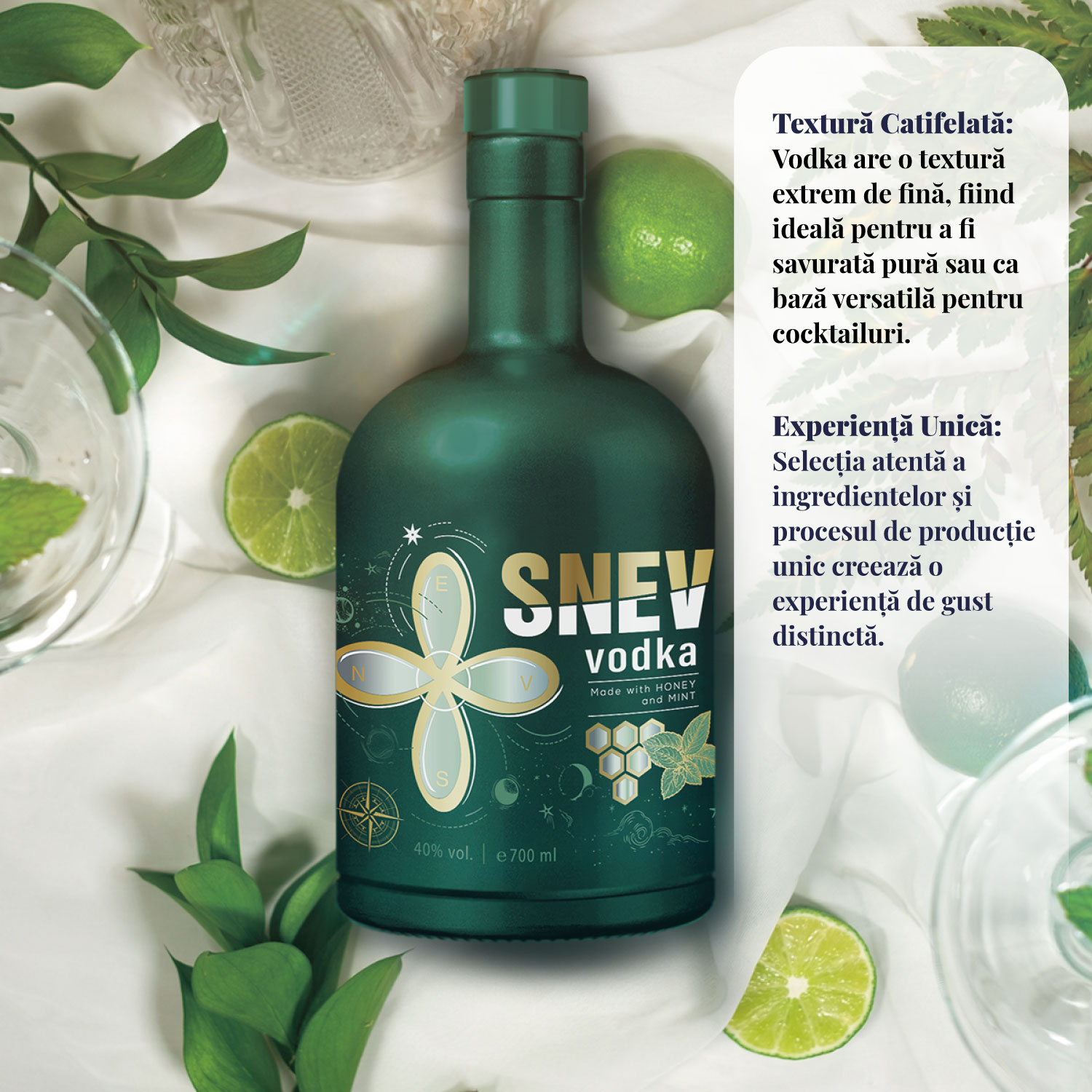 Vodka SNEV™ Editia Miere si Menta, Vodka Premium cu Miere Naturala si ...