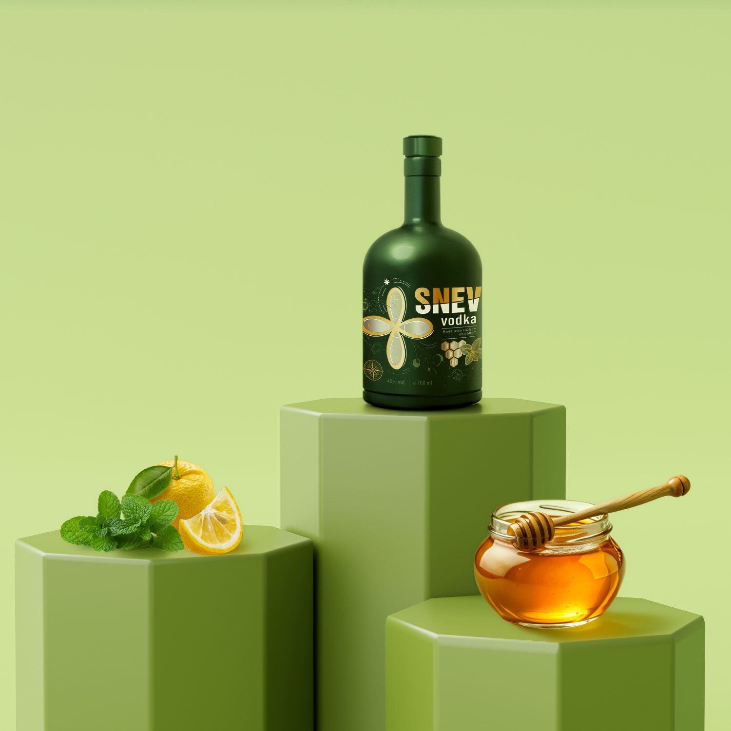 Vodka SNEV™ Editia Miere si Menta, Vodka Premium cu Miere Naturala si ...