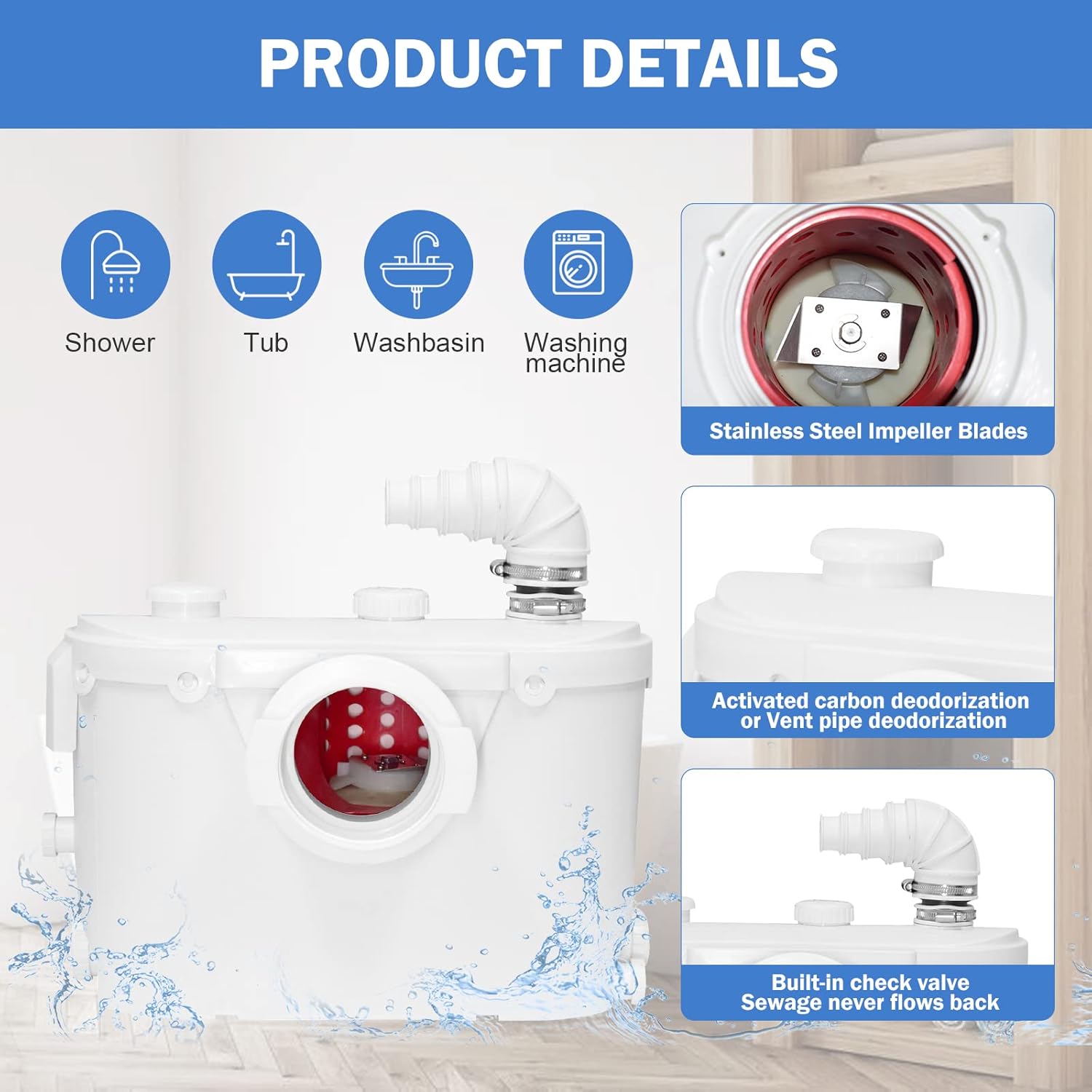 Pompa cu tocator pentru wc 500W, Hocanflo - eMAG.ro
