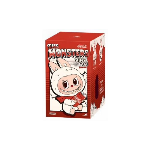 Figurina Pop Mart LaBubu Coca Cola, maro-rosu, 14cm, personaj cu cap ...